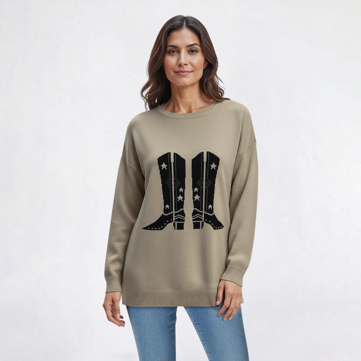 Click here for Womens Hanna & Gracie Long Sleeve Cowboys Boot Swe... prices